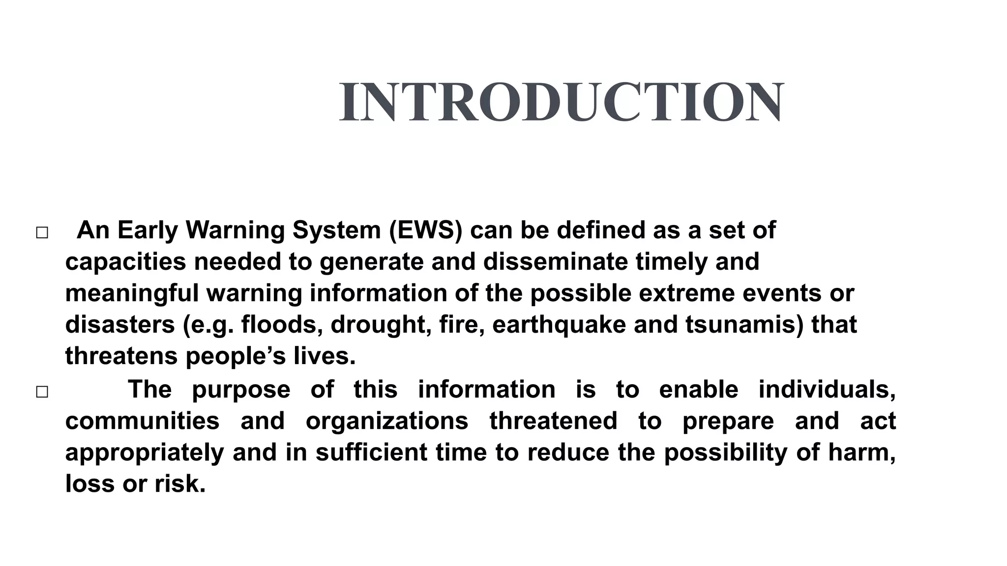 EARLY WARNING SYSTEM(EWS) | PPT