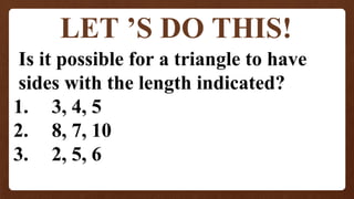 TRIANGLE INEQUALITY THEOREM | PDF