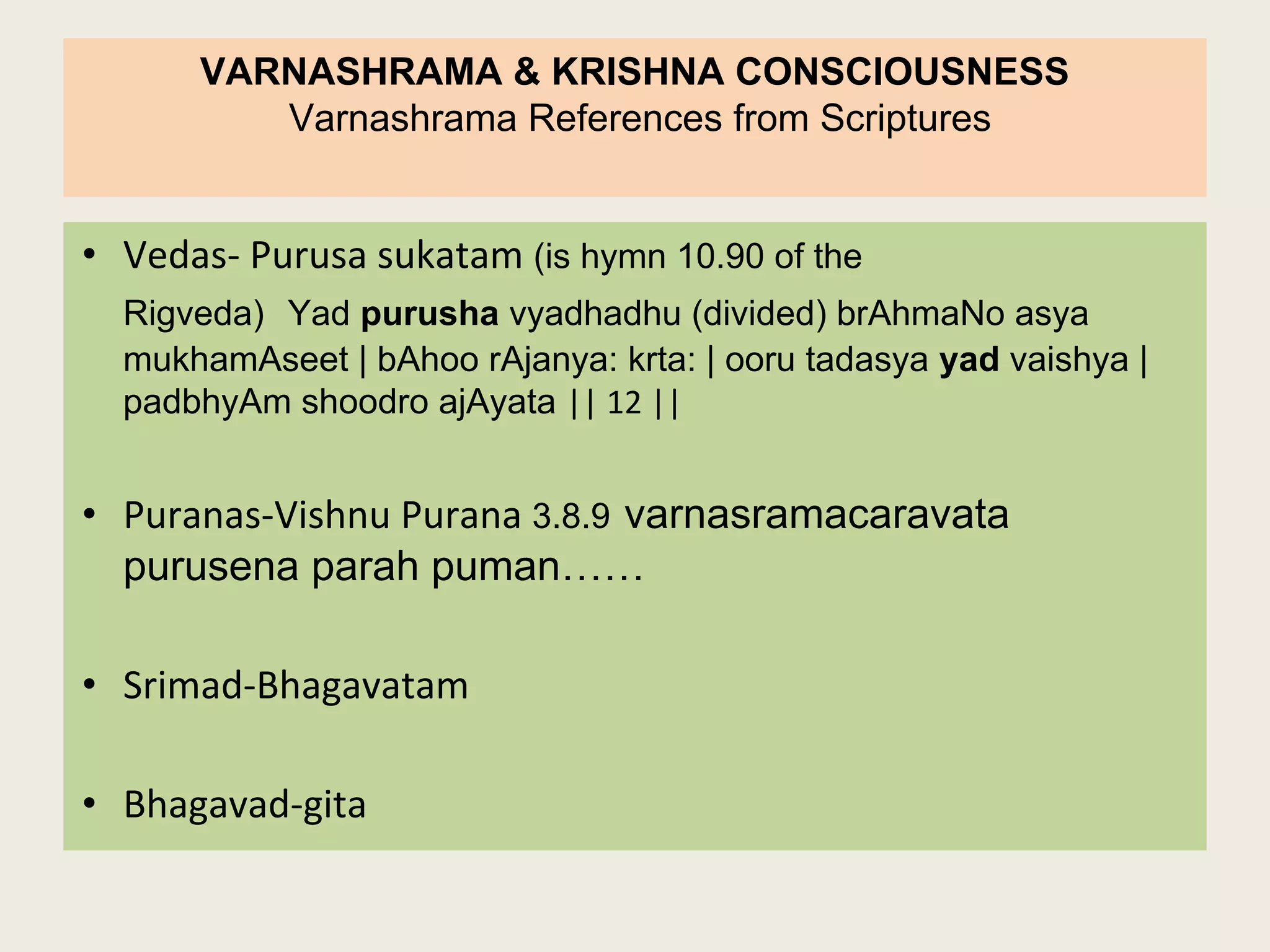 Varnasrama & Krishna Consciousness | PDF