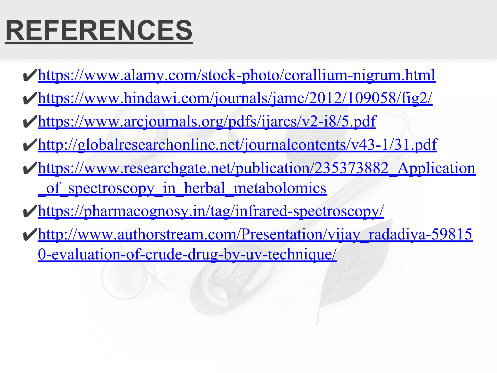 Spectroscopy in pharmacognosy | PDF