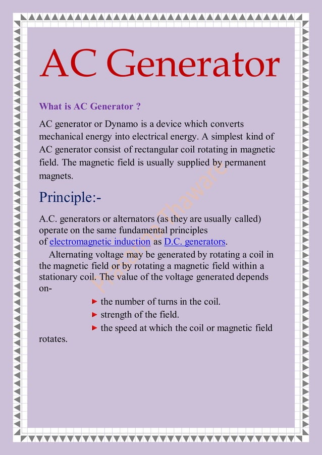 Ac generator | DOCX | Physics | Science