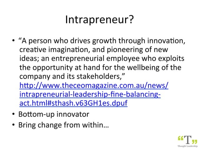 Intrapreneurship | PDF