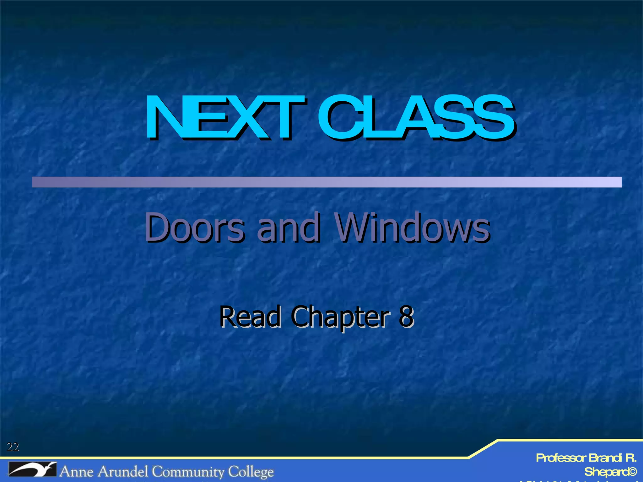 ACH 121 Lecture 11b (Thermal & Moisture Protection) | PPT