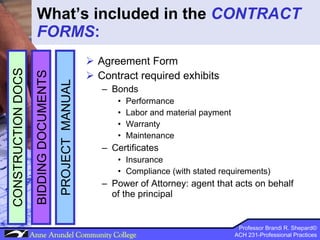 ACH 231 Lecture 07 (Contract Documents) Part 1 | PPT
