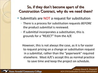 ACH 231 Lecture 08 (Submittals And Shop Drawings) Part 2 | PPT