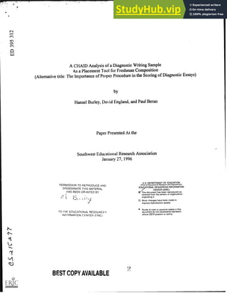 A CHAID Analysis Of A Diagnostic Writing Sample As A Placement Tool For ...