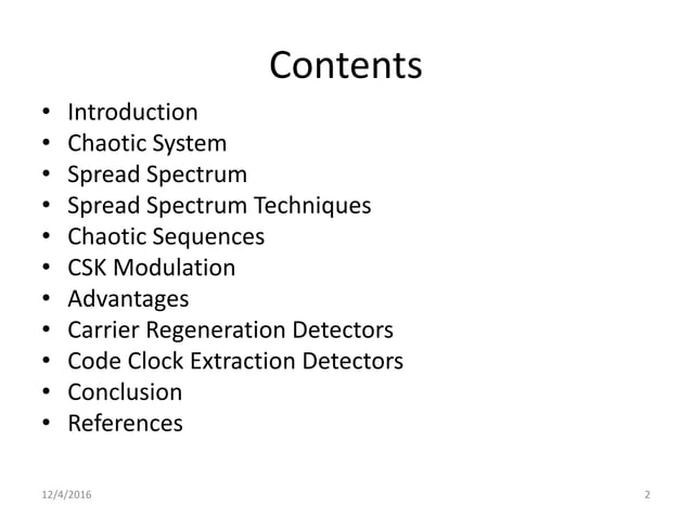 A Chaotic Direct Sequence Spread Spectrum Communication System Ppt