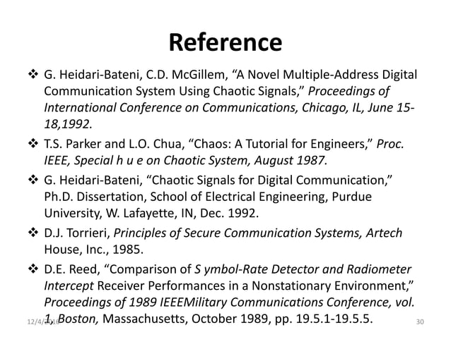 A Chaotic Direct Sequence Spread Spectrum Communication System Ppt