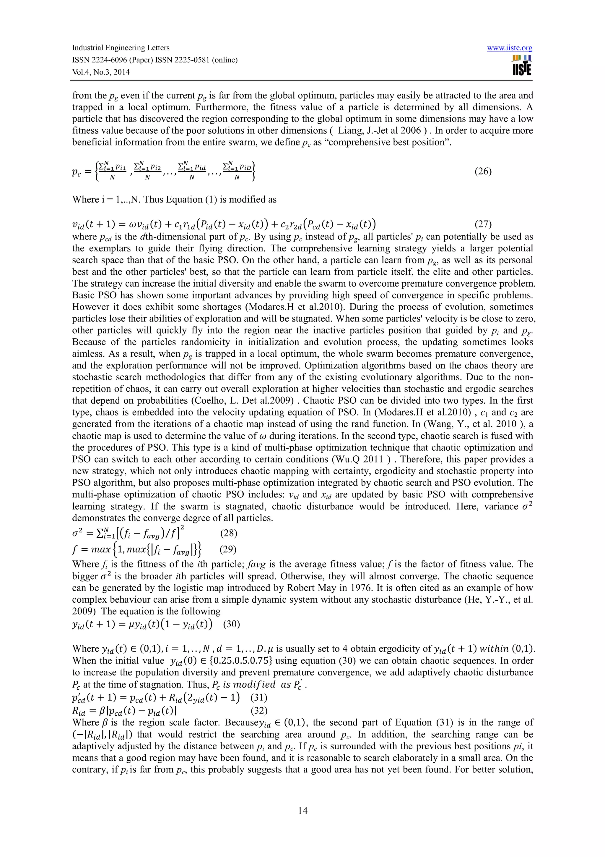A Chaotic Particle Swarm Optimization Cpso Algorithm For Solving