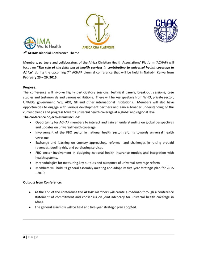 ACHAP 7th biennial conference concept note Feb 2015 | PDF