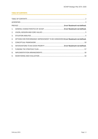 ACHAP strategic plan 2015 to 2020 | PDF