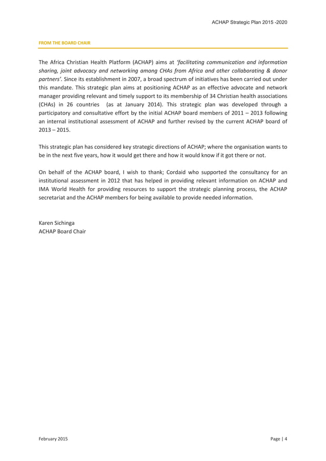 ACHAP strategic plan 2015 to 2020 | PDF