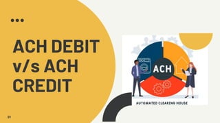 ACH DEBIT v/s ACH CREDIT | PPTX | Credit Cards | Personal Debt