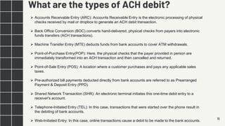 ACH DEBIT v/s ACH CREDIT | PPTX | Credit Cards | Personal Debt
