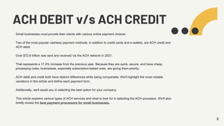 ACH DEBIT v/s ACH CREDIT | PPTX | Credit Cards | Personal Debt