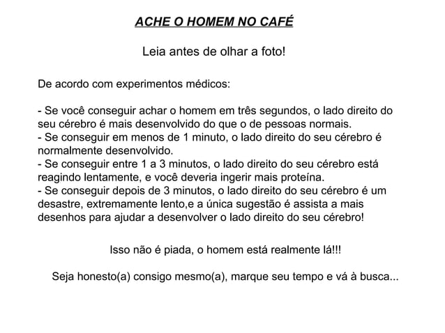 Ache o homem em 3 segundos e teste seu cérebro | PPT