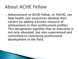 ACHE Fellow Certification | PPTX