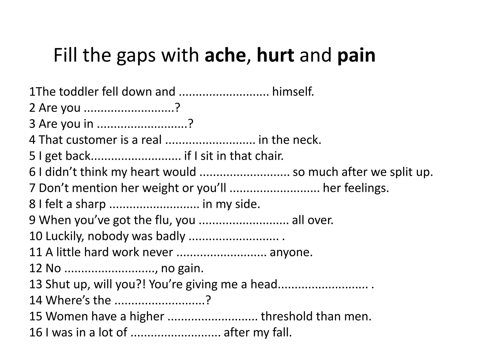 Ache hurt pain | PPTX