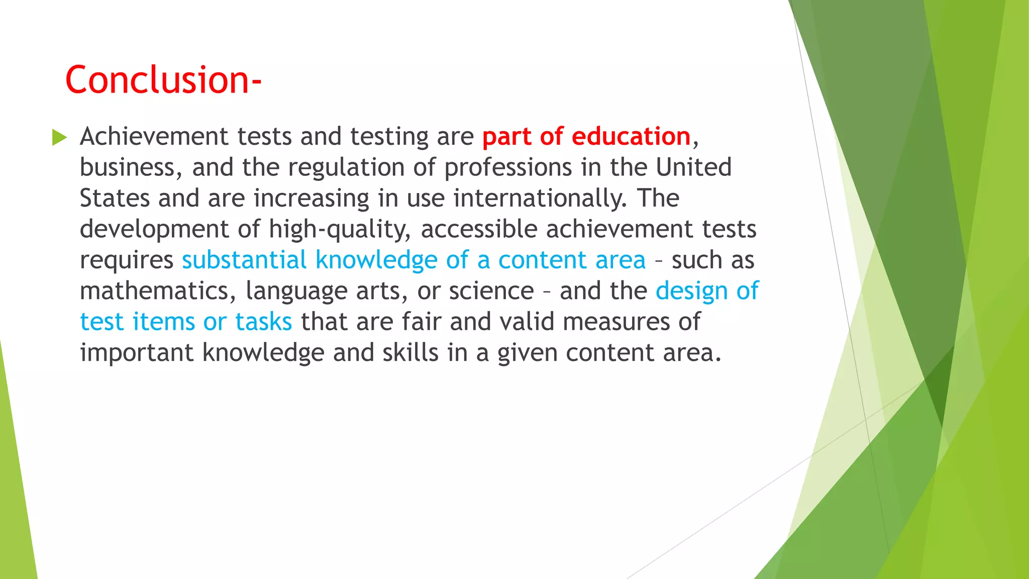 Achievement test blue print | PPTX