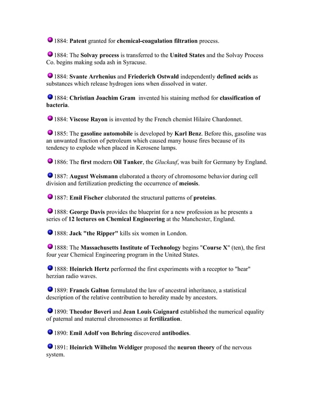 A chemical engineering timeline | DOC | Chemistry | Science