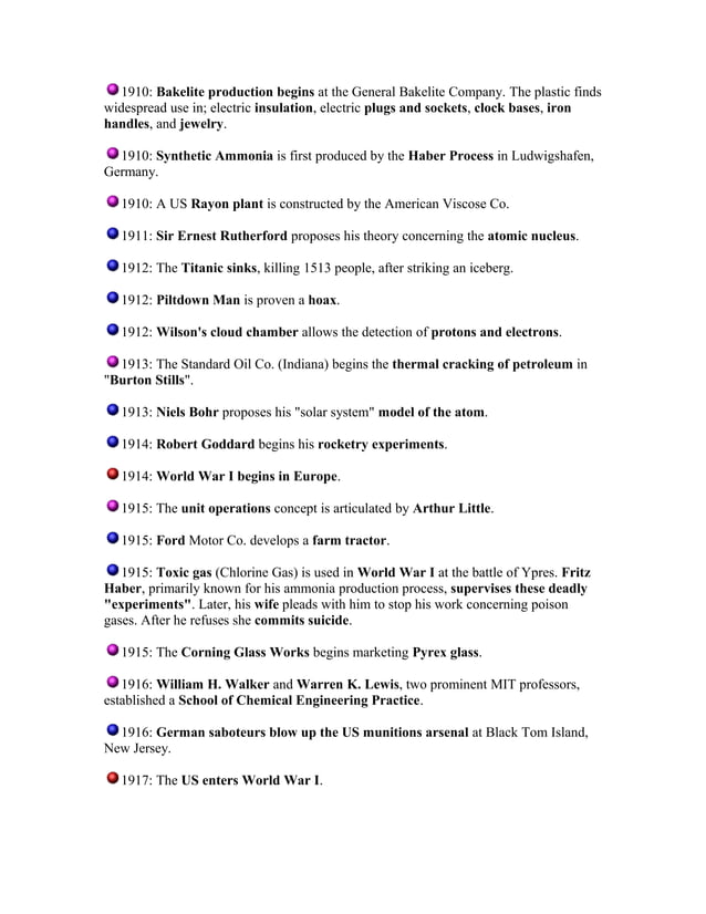 A chemical engineering timeline | DOC | Chemistry | Science