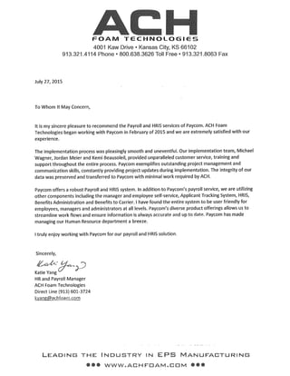 ACH foam reference letter | PDF