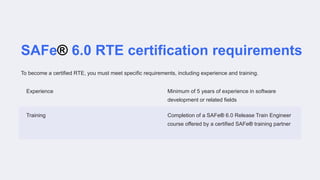 Achieve Mastery: SAFe® 6.0 Release Train Engineer (RTE) Certification ...