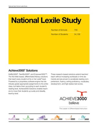 Achieve3000 High School Lexile Study | PDF | Standardized Testing ...