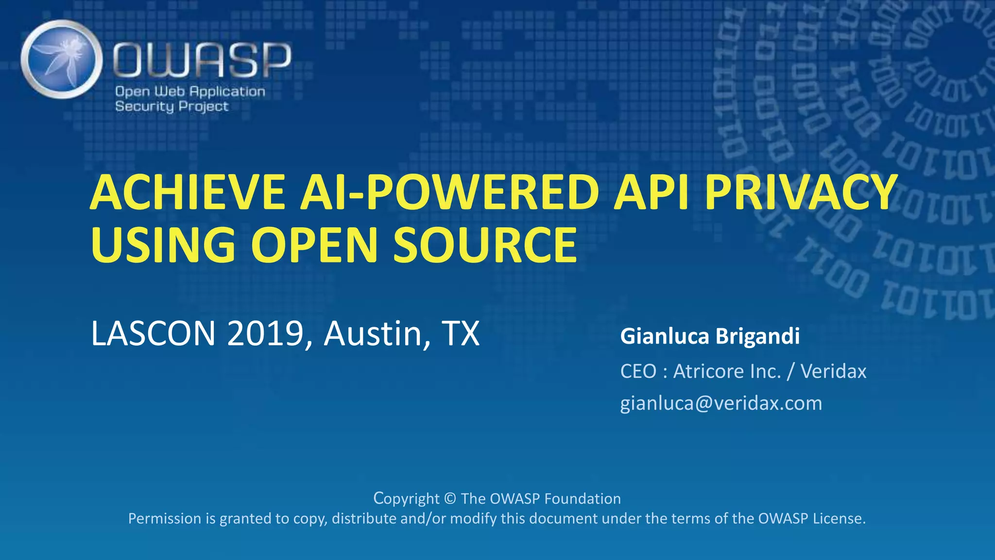 Achieve AI-Powered API Privacy using Open Source | PPT