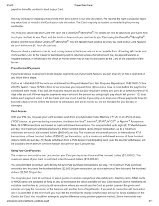 AchieveCard Prepaid Visa Card Cardholder Agreement | PDF