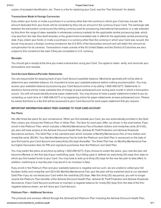 AchieveCard Prepaid Visa Card Cardholder Agreement | PDF