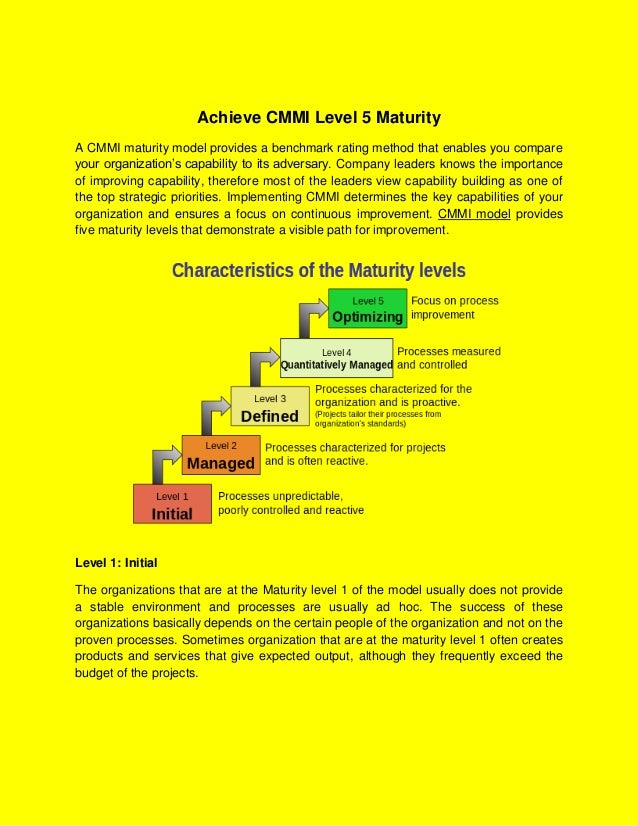 Achieve cmmi level 5 maturity