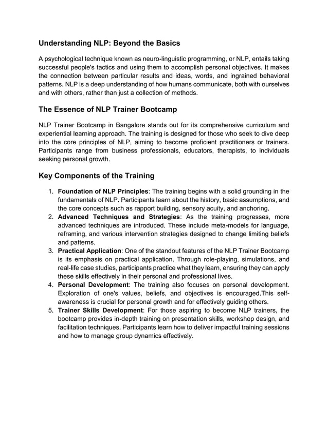 Achieve Excellence_ In-Depth NLP Training at Bangalore's NLP Trainer Bootcamp.docx