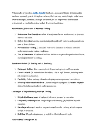 Achieve Excellence in QA with AI Training by Subba Raju Sir.docx