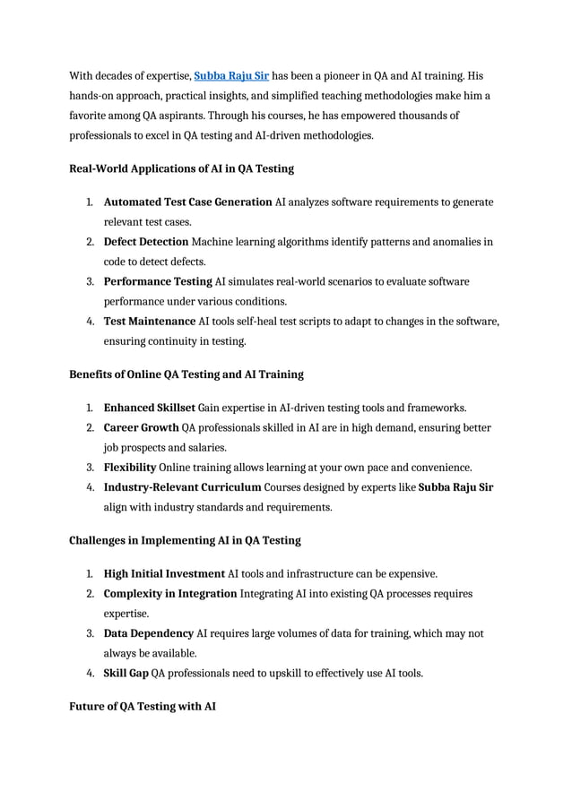 Achieve Excellence in QA with AI Training by Subba Raju Sir.docx