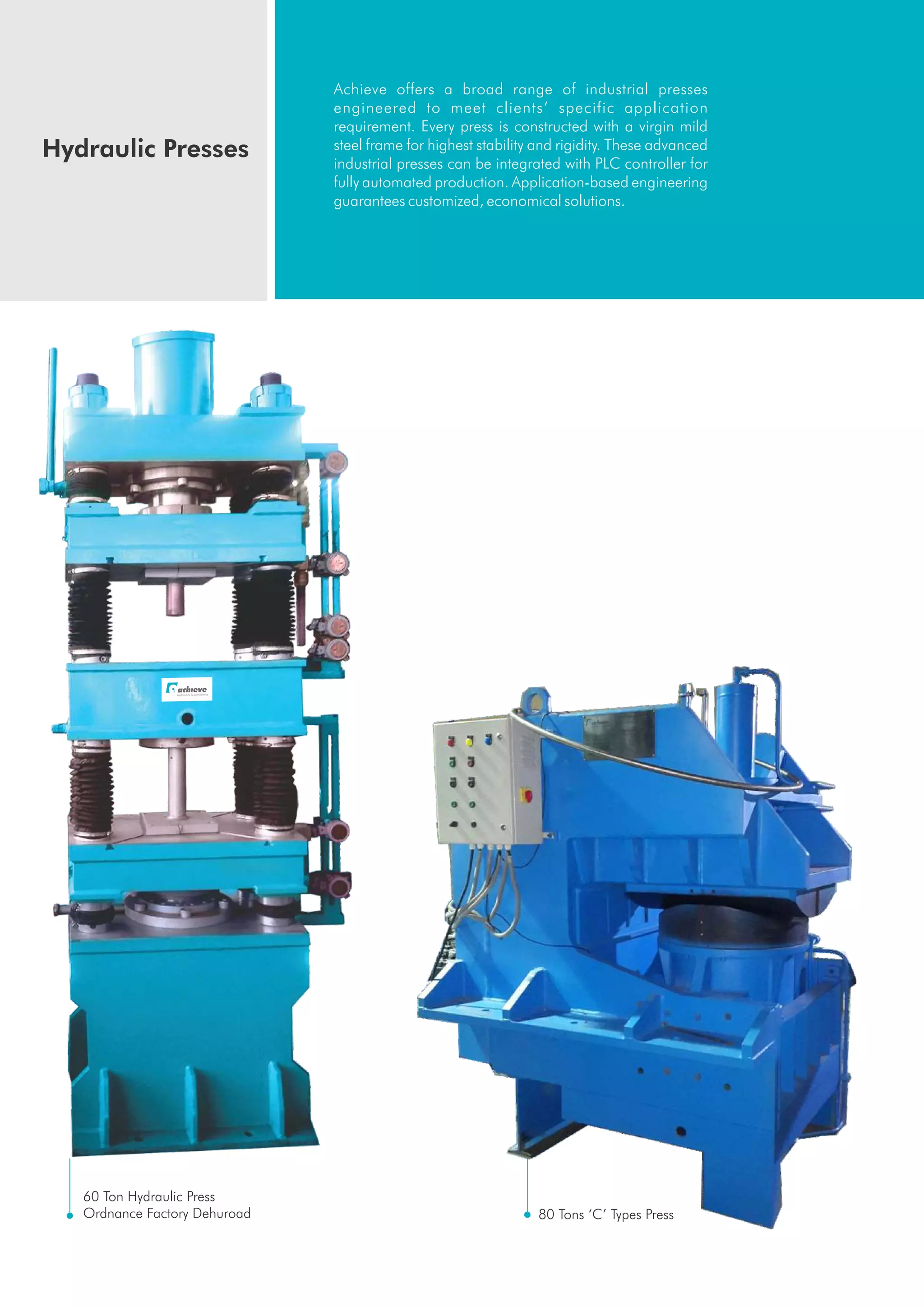 Achieve Hydraulics & Pneumatics, Pune, Hydraulic & Pneumatic Cylinders | PDF