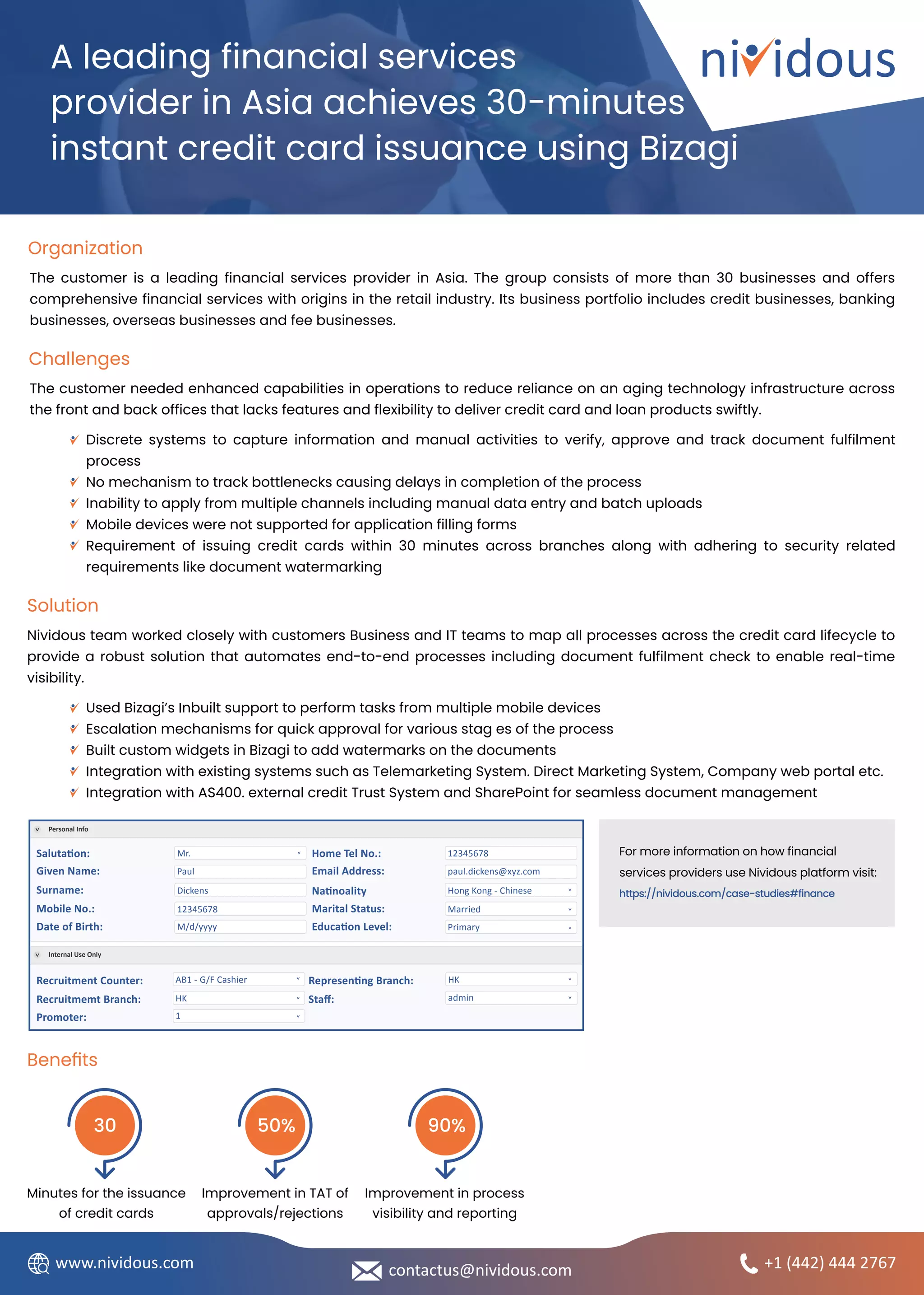 Achieve instant approval and issuance of credit cards using bizagi ...