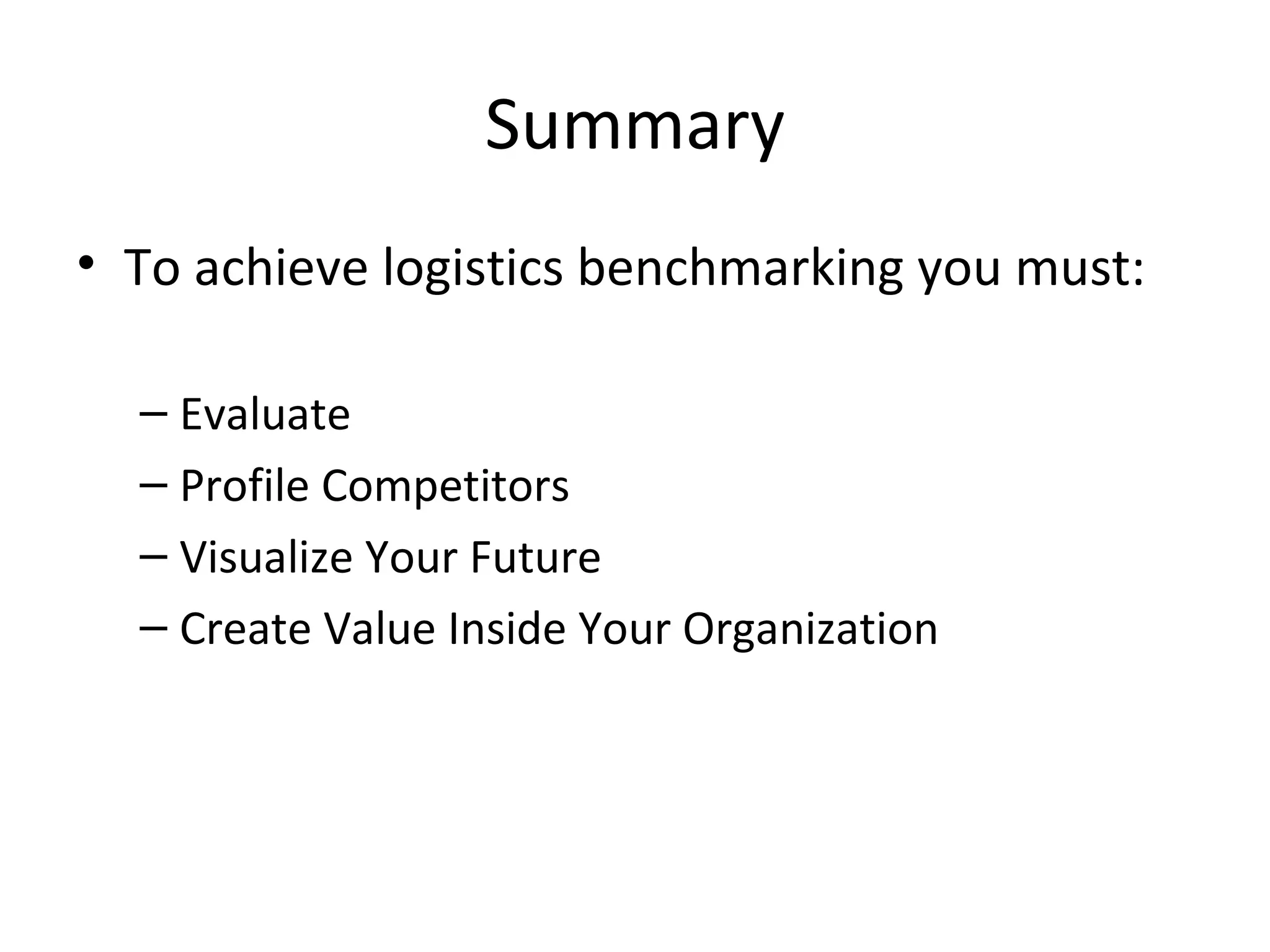 Achieve Logistics Benchmarking | PPS