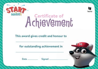 achievement certificate english for kids | PPT