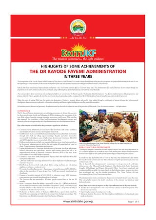Highlights Of Some Achievements Of The Dr Kayode Administration | PDF