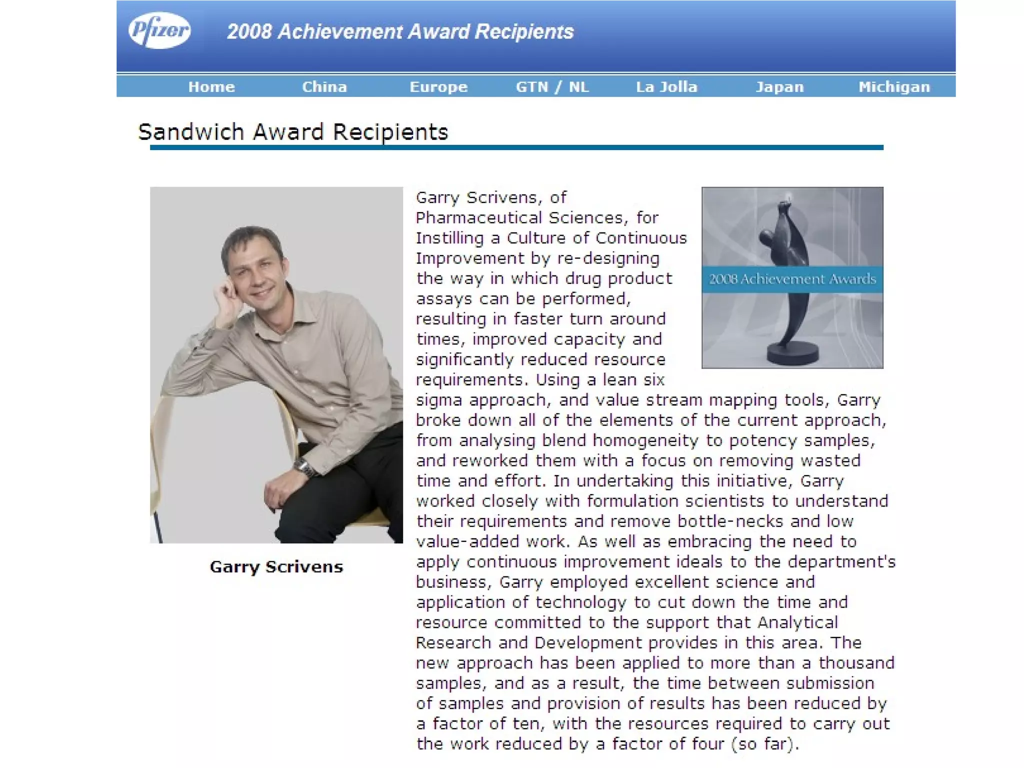 Pfizer Achievement Award | PPT