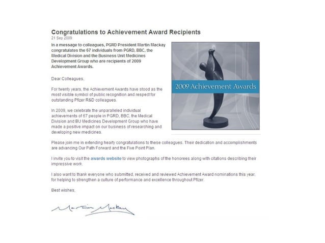 Pfizer Achievement Award | PPT