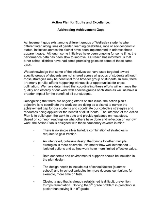 Plan for Equity and Excellence: Addressing Achievement Gaps | PDF Plan for Equity and Excellence: Addressing Achievement Gaps | PDF