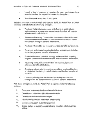 Plan for Equity and Excellence: Addressing Achievement Gaps | PDF