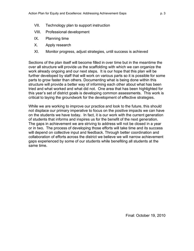 Plan for Equity and Excellence: Addressing Achievement Gaps | PDF Plan for Equity and Excellence: Addressing Achievement Gaps | PDF