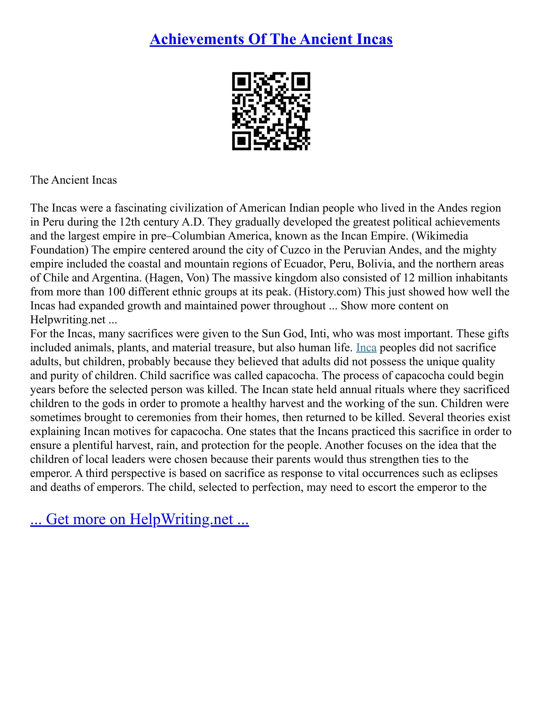 Achievements Of The Ancient Incas | PDF