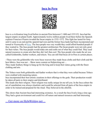 Achievements Of The Ancient Incas | PDF