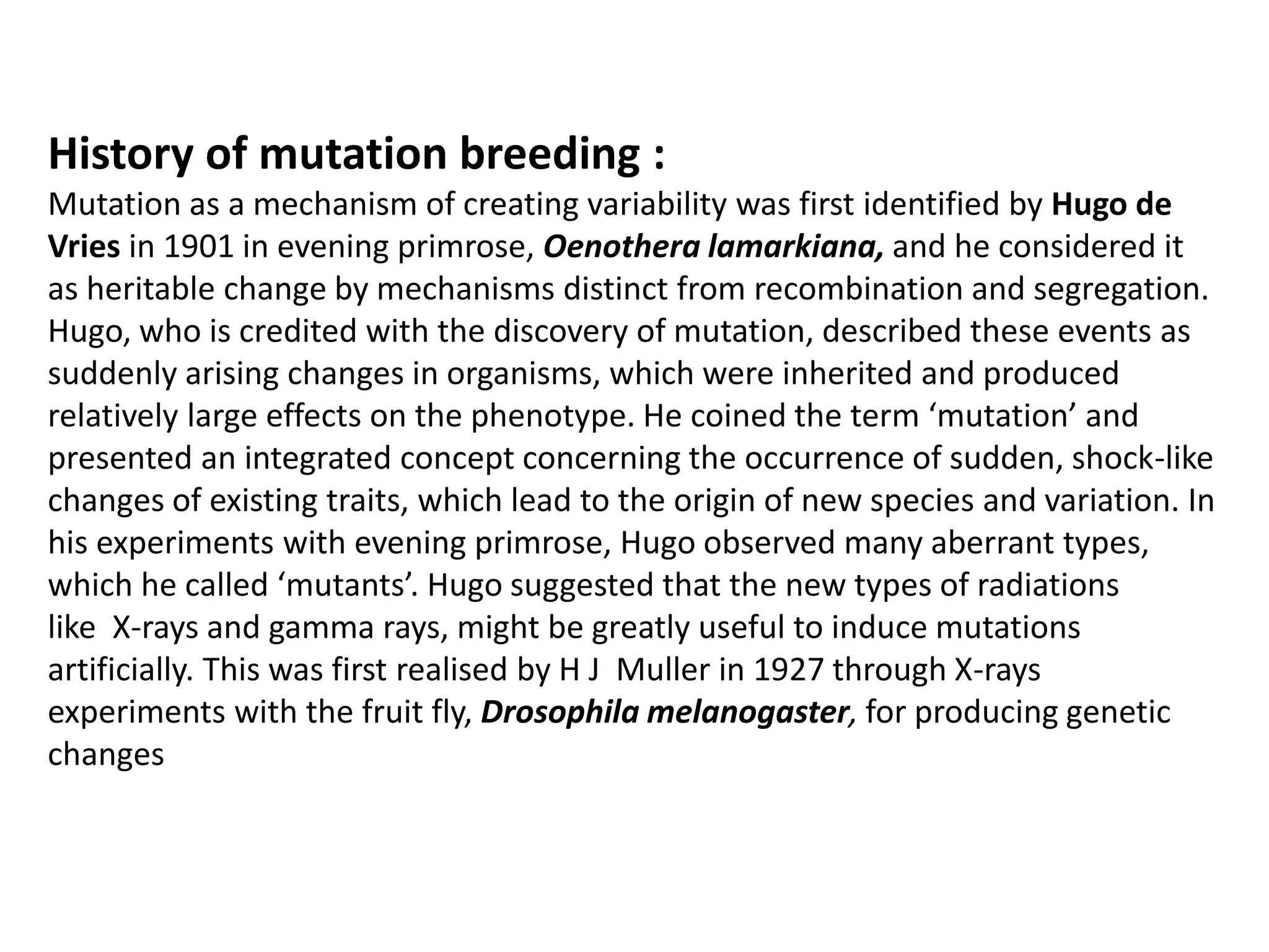 Mutation breeding in horticultural crops. | PPTX