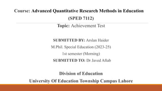 Achievement test and how to develop an achievement test for our ...