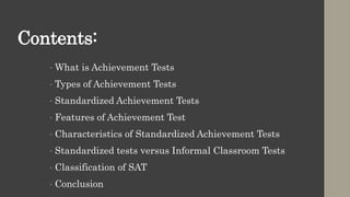Achievement Test for Assessment Presentation | PPTX